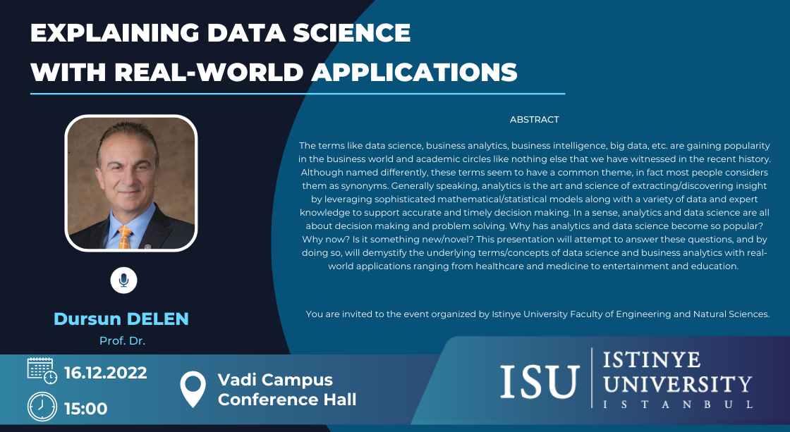 Explaining Data Science with Real-World Applications | İstinye University